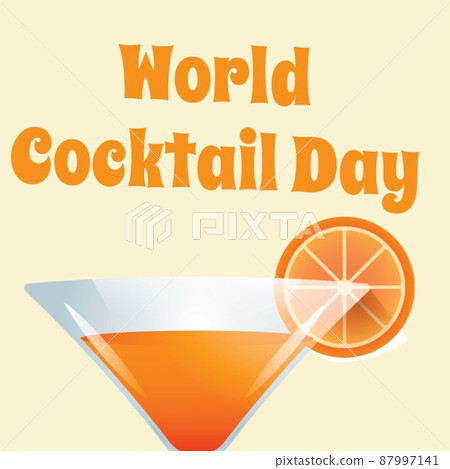 World cocktail day text banner with cocktail... - Stock Illustration ...