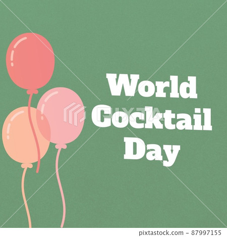 World cocktail day text banner with pink... - Stock Illustration ...