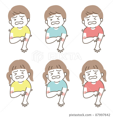 Illustration set of a child scratching an itchy... - Stock Illustration ...