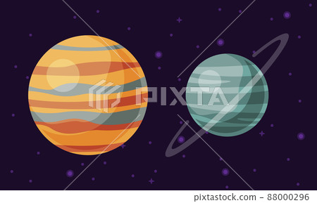 Solar system planets. Uranus and Jupiter vector... - Stock Illustration ...