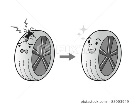 Illustration of replacing a burst tire black... - Stock Illustration ...