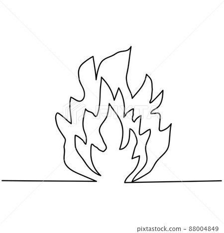 Bonfire line art. Continuous line drawing of... - Stock Illustration ...