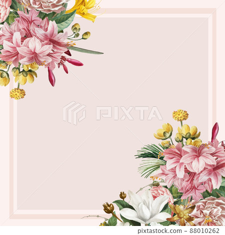 Pink floral frame - Stock Illustration [88010262] - PIXTA