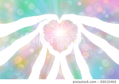 Heart with many hands - Stock Illustration [88010468] - PIXTA