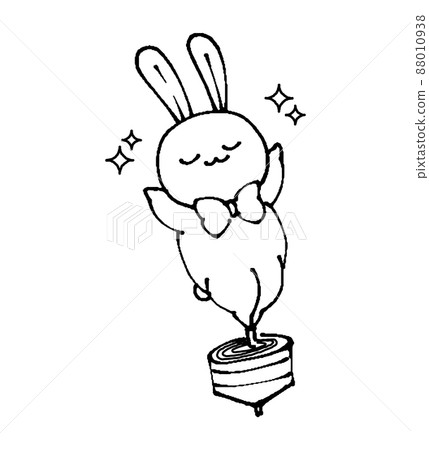 Loosely cute deformed rabbit line drawing... - Stock Illustration ...