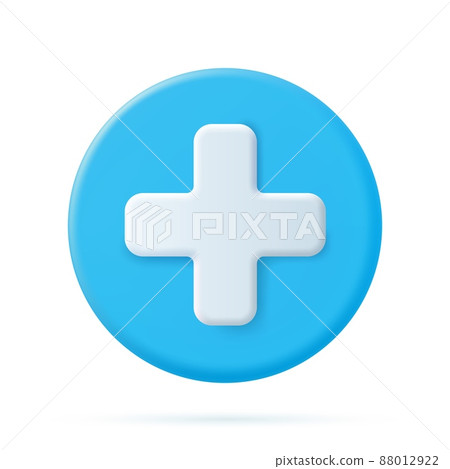 blue circle with plus on the white background. - Stock Illustration ...