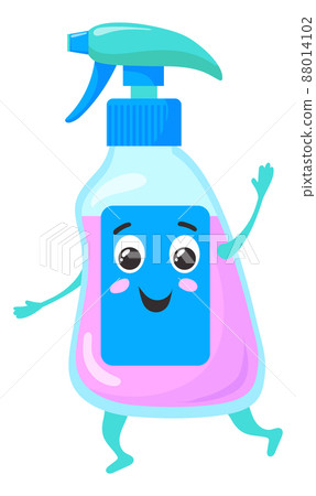 Cute smiling cleaning detergent bottle. Cartoon... - Stock Illustration ...