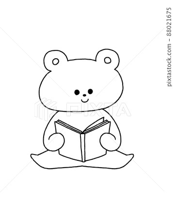 Bear / reading a book / line drawing - Stock Illustration [88021675 ...