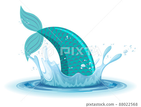 A water splash with mermaid tail on white... - Stock Illustration ...