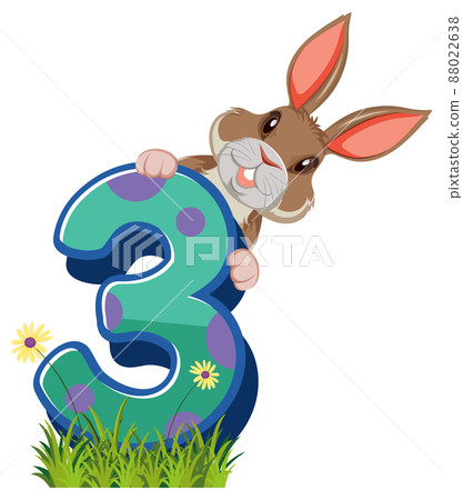 Rabbit holding the number character isolated on... - Stock Illustration ...