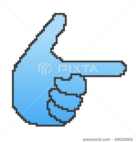 Pixel art pointing hand sign (blue) - Stock Illustration [88026008] - PIXTA