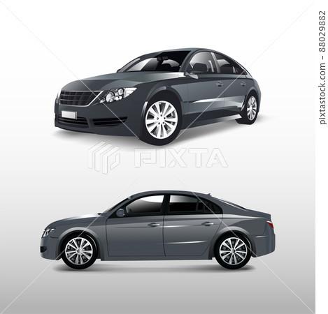 Gray sedan car isolated on white vector - Stock Illustration [88029882 ...