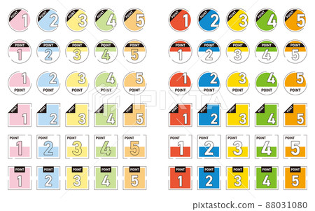 POINT 1-5 circle and square number icon set... - Stock Illustration ...