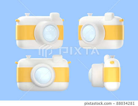 Photo camera front, side and angle view 3d... - Stock Illustration ...