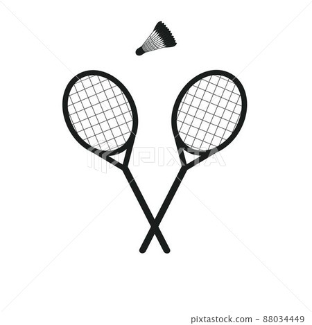 Two badminton rackets and a shuttlecock - Stock Illustration [88034449 ...