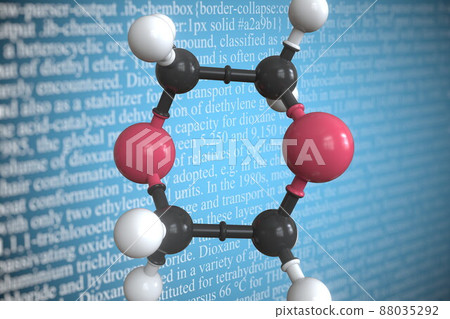 Molecular model of dioxane, 3D rendering - Stock Illustration [88035292 ...