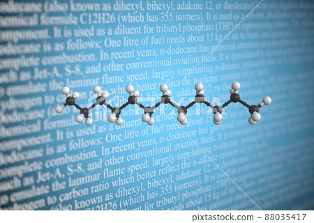Molecular model of dodecane, 3D rendering - Stock Illustration ...