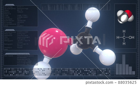Molecule of methanol with infographics on the... - Stock Illustration ...