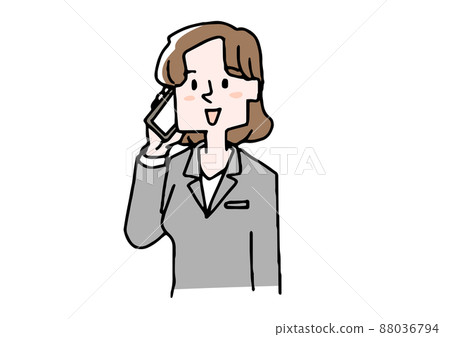 Business woman making a phone call with a... - Stock Illustration ...
