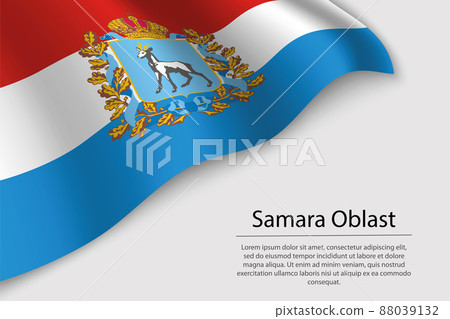 Wave flag of Samara Oblast is a region of Russia - Stock Illustration ...