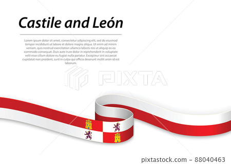 Waving ribbon or banner with flag of Castile...-插圖素材 [88040463] - PIXTA圖庫