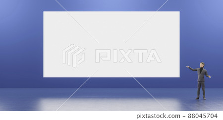 Presenter giving a speech in front of a huge... - Stock Illustration ...