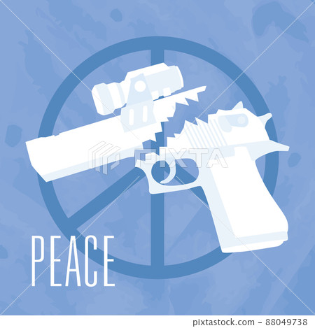 Isolated broken gun on a peace symbol Peace... - Stock Illustration ...