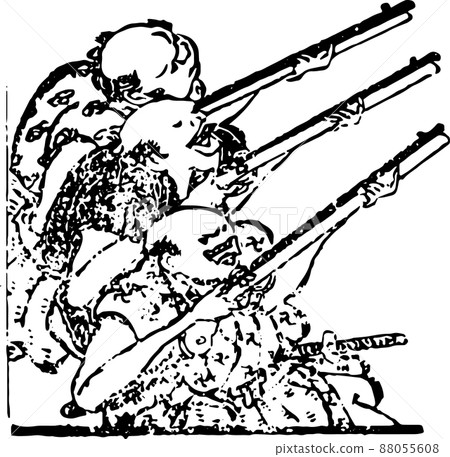 Three men holding guns (for lower left) - Stock Illustration [88055608 ...