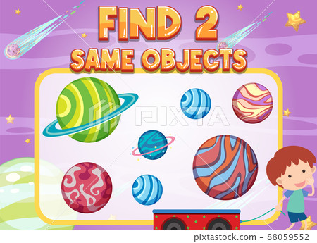 Find 2 same object worksheet for children - Stock Illustration ...
