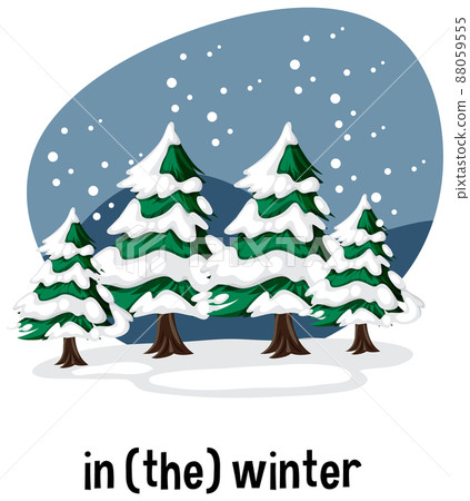 English prepositions of time with winter scene - Stock Illustration ...