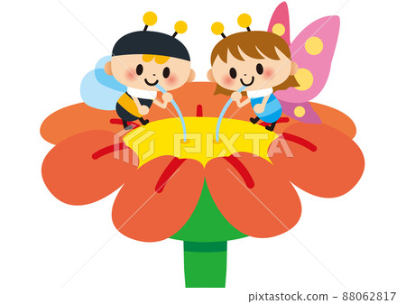 Spring, flowers, butterflies, bees, insects,... - Stock Illustration ...