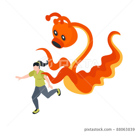 Alien Chasing Woman Composition - Stock Illustration [88063839] - PIXTA