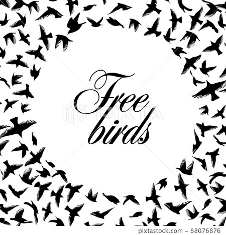 Round frame of flying birds. Vector illustration - Stock Illustration ...