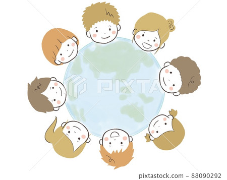 Earth frame of cute children - Stock Illustration [88090292] - PIXTA