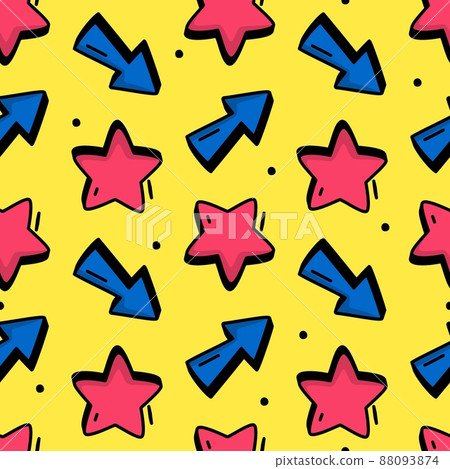 Retro style pattern stars on a yellow... - Stock Illustration [88093874 ...