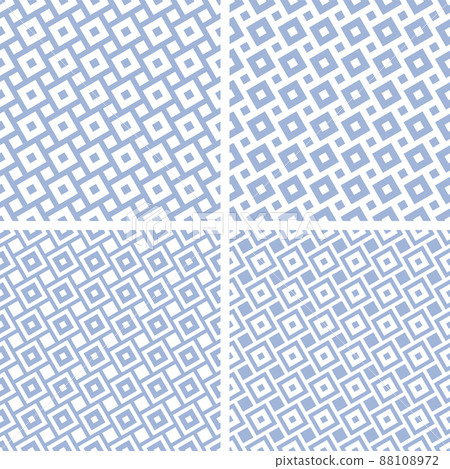 Abstract seamless geometric blue checked patterns.-插圖素材 [88108972 ...