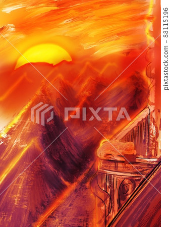 Setting sun - Stock Illustration [88115196] - PIXTA
