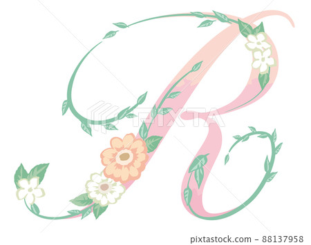 Design letters using elegant flowers. "R".... - Stock Illustration ...