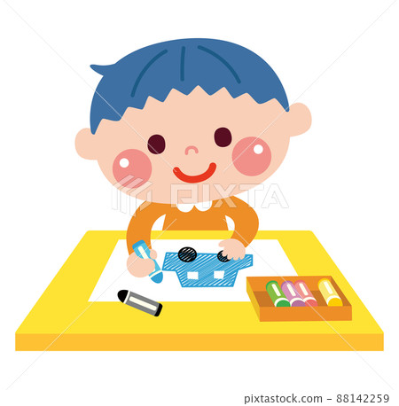 A boy who draws an image - Stock Illustration [88142259] - PIXTA