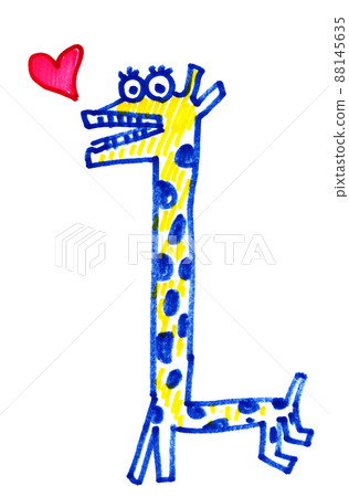 Giraffe animal illustration handwritten - Stock Illustration [88145635 ...