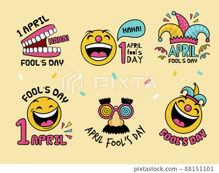 Fools day emblem. 1 april celebration event... - Stock Illustration ...