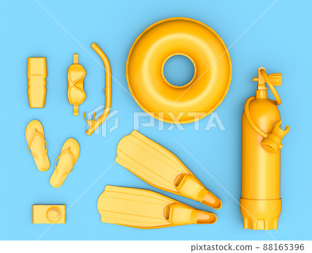 Colorful scuba stuff and beach accessories like... - Stock Illustration ...