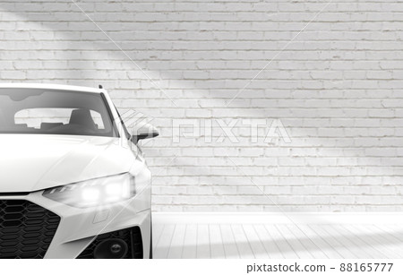 White sport generic unbranded car in front of a... - Stock Illustration ...