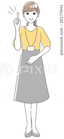 Casual female office staff in pointing pose... - Stock Illustration ...