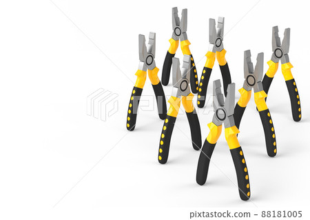 Set of yellow hand tool pliers for repair and... - Stock Illustration ...