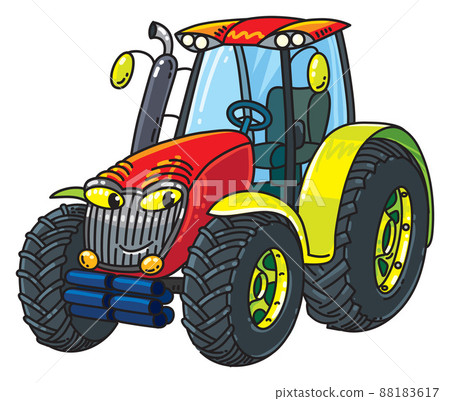 Funny small tractor with eyes - Stock Illustration [88183617] - PIXTA
