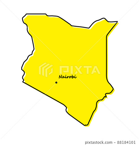 Simple outline map of Kenya with capital location-插圖素材 [88184101] - PIXTA圖庫