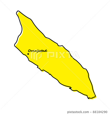 Simple outline map of Aruba with capital location - Stock Illustration ...