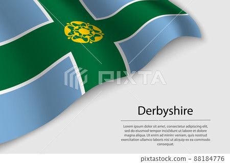 Wave flag of Derbyshire is a county of England.... - Stock Illustration ...