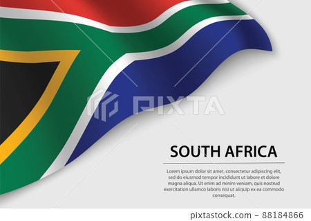 Wave flag of South Africa on white background.... - Stock Illustration ...